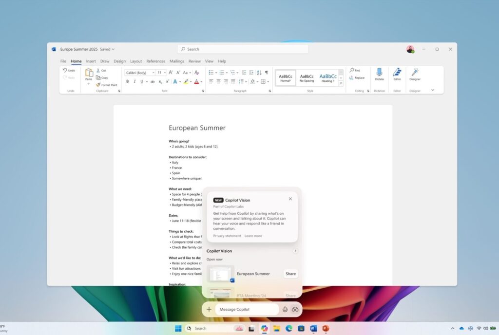 Microsoft Copilot Vision testlerine başladı
